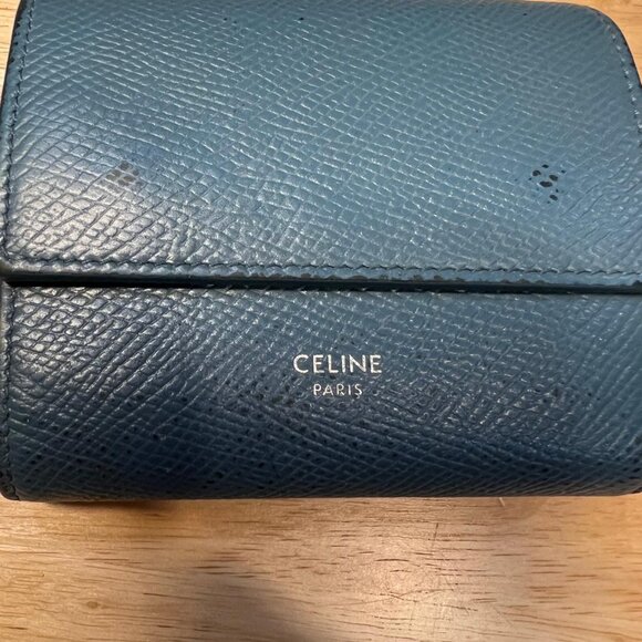 Celine | Bags | Celine Blue Trifold Wallet | Poshmark